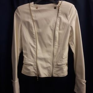 Forever 21 | Jackets & Coats | Cream Faux Leather Moto Jacket | Poshmark